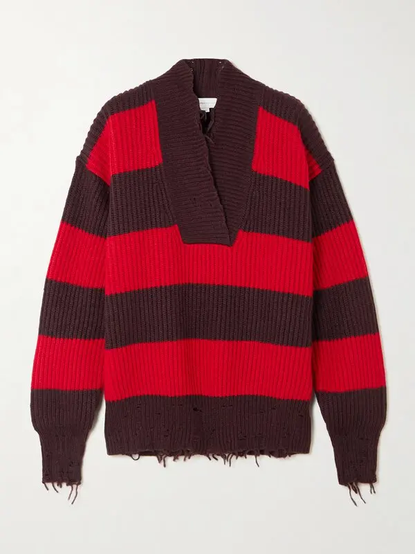 Stella McCartney Oversized Striped Wool-blend Sweater - Red