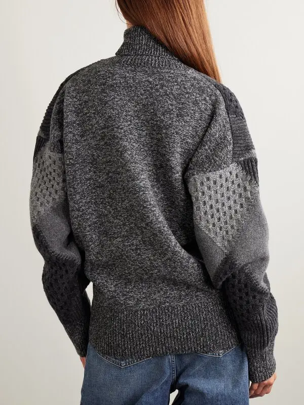 Stella McCartney Argyle Wool Turtleneck Sweater - Gray