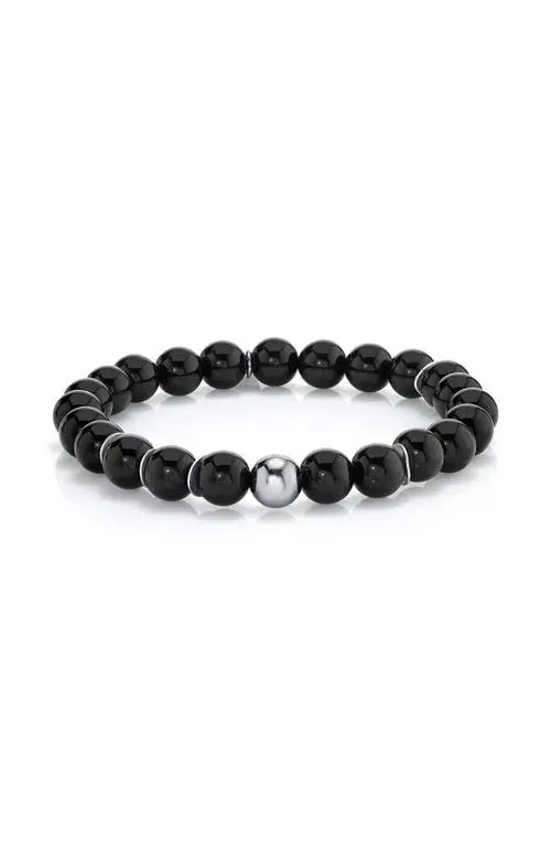 MR LOWE BY SHERYL LOWE Mr Lowe Bead Bracelet With Sterling Silver Accents - Onyx