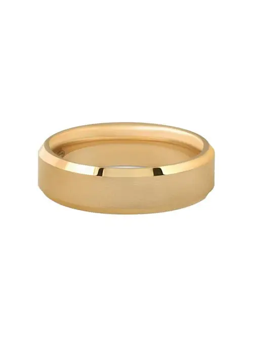 BLISS DIAMOND Gold Plated Wedding Band Ring 6mm Comfort Fit - Tungsten