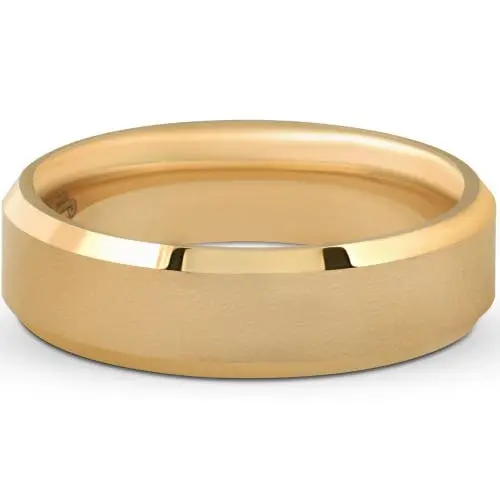 BLISS DIAMOND Gold Plated Wedding Band Ring 6mm Comfort Fit - Tungsten