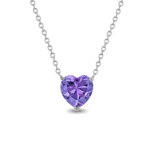 IN SEASON JEWELRY Prong Cz Birthstone Heart Pendant Necklace - February
