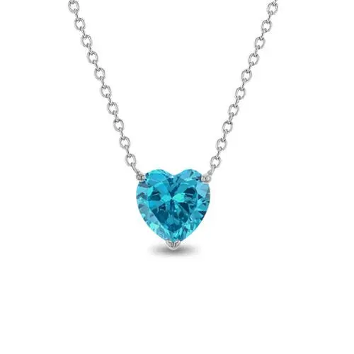 IN SEASON JEWELRY Prong Cz Birthstone Heart Pendant Necklace - March