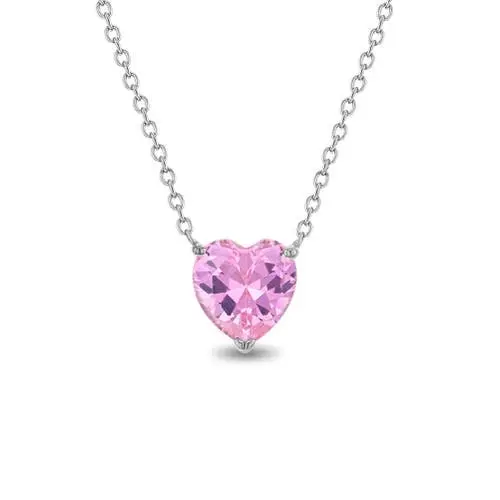 IN SEASON JEWELRY Prong Cz Birthstone Heart Pendant Necklace - October