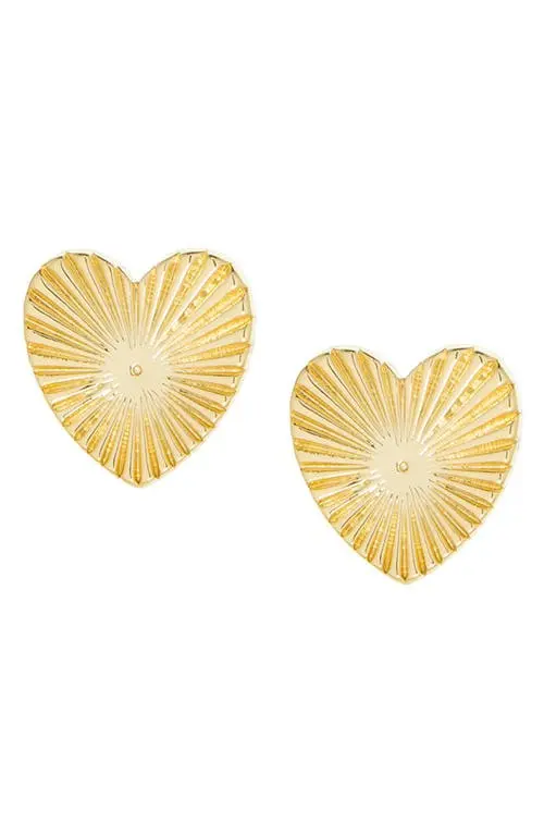 MARLYN SCHIFF Oversize Etched Heart Stud Earrings - Gold