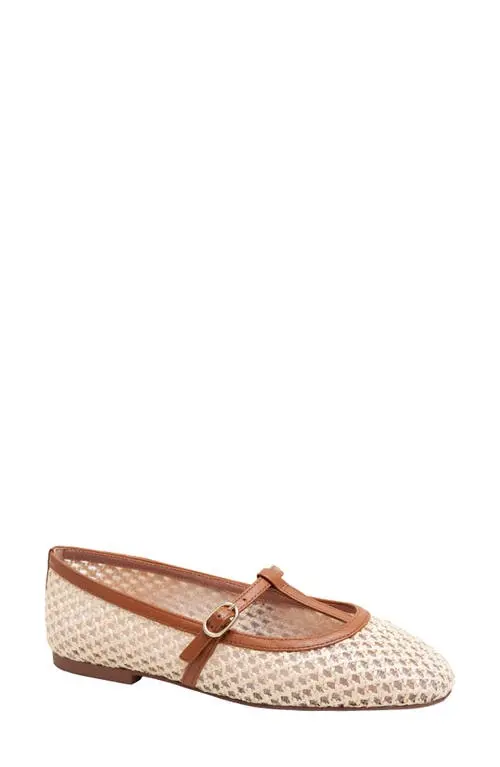 Linea Paolo Monet T-strap Flat - Natural/cognac
