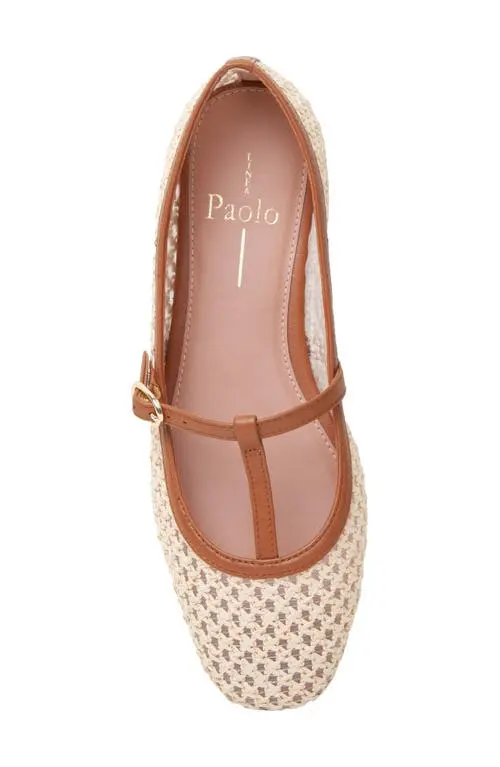 Linea Paolo Monet T-strap Flat - Natural/cognac