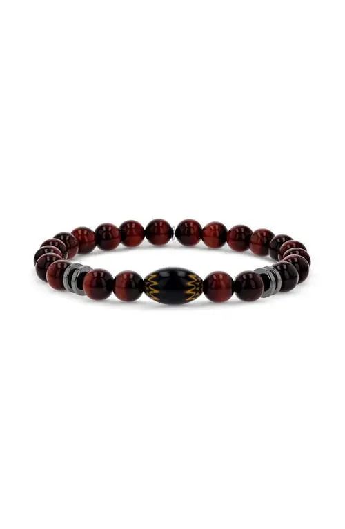 MR LOWE BY SHERYL LOWE Mr. Lowe Red Tiger's Eye Bead Bracelet - Red Tigers Eye / Silver