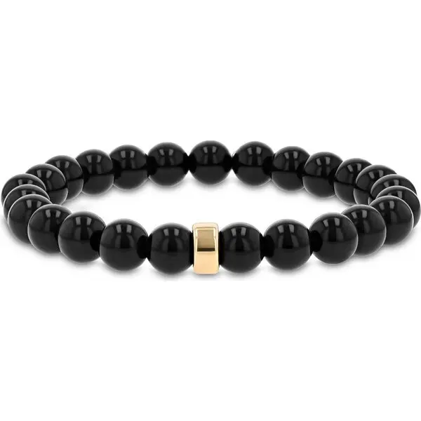 MR LOWE BY SHERYL LOWE Mr Lowe Bead Bracelet With Rondelle - Onyx / 14kt Gold