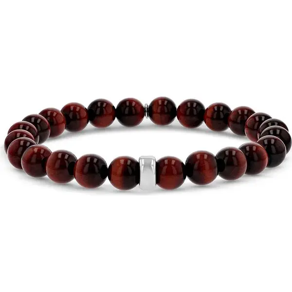MR LOWE BY SHERYL LOWE Mr Lowe Bead Bracelet With Rondelle - Red Tigers Eye / Silver