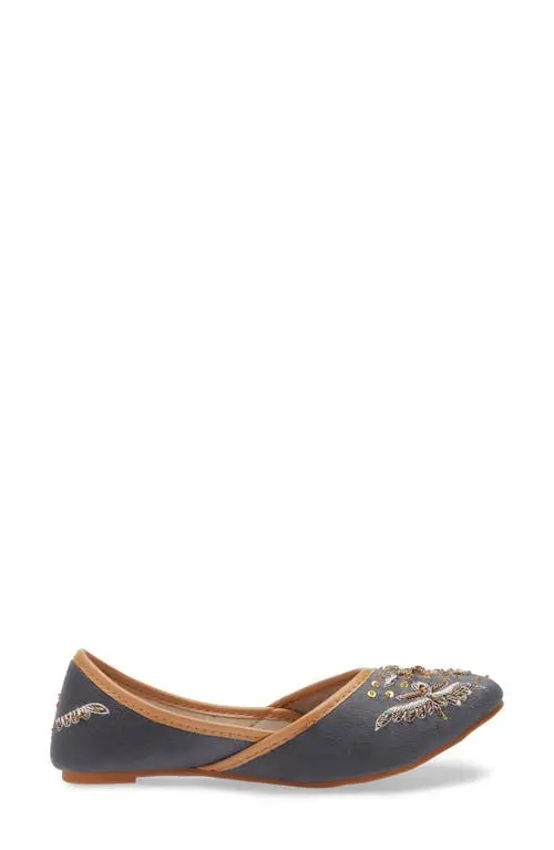FUCHSIA Eloise Embroidered Flat - Gray