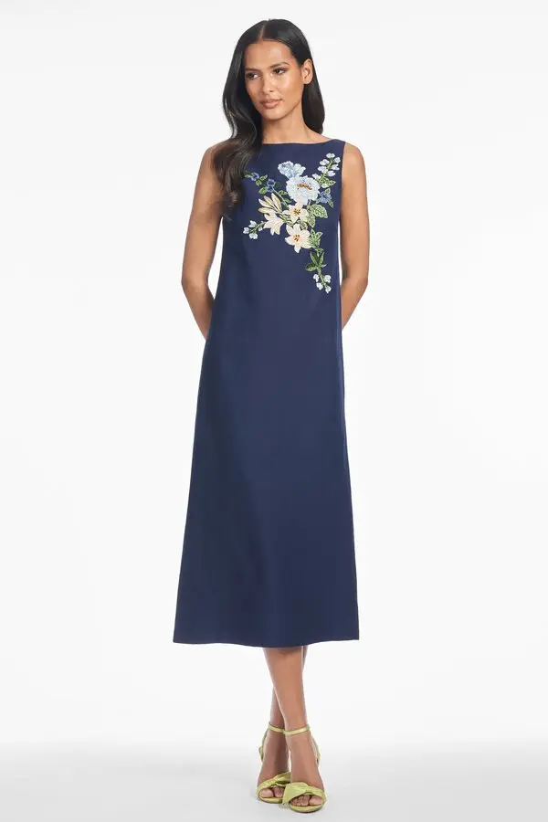 Sachin & Babi Willa Embroidered Linen Midi Dress