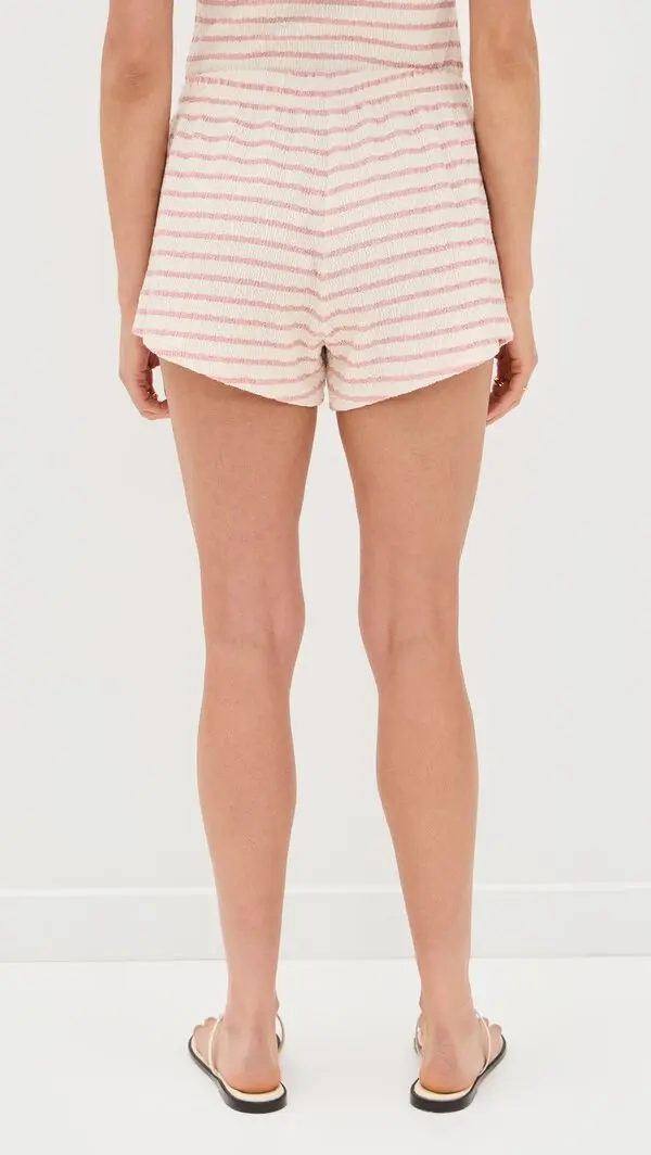 LE BOP Striped Smocked Hot Shorts - Pink/white