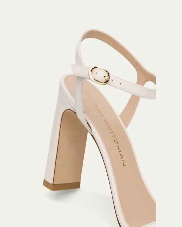 STUART WEITZMAN Babette Patent Leather Ankle-strap Sandals - Cream