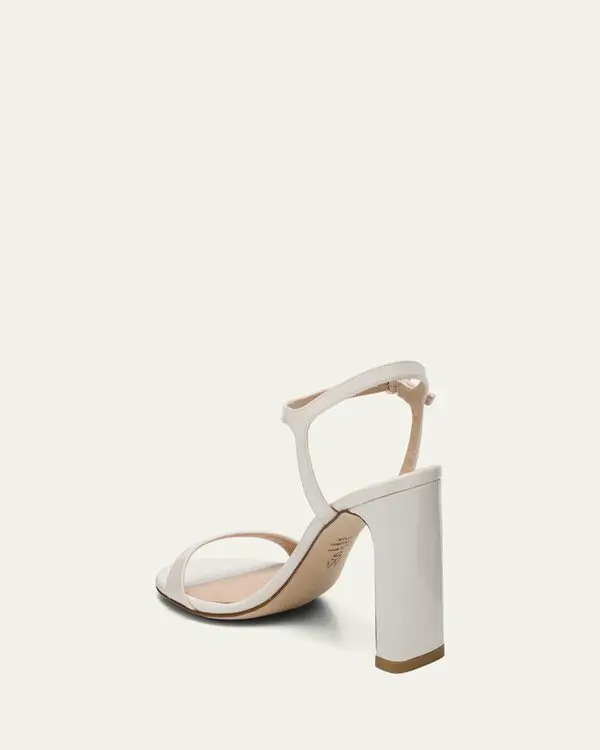 STUART WEITZMAN Babette Patent Leather Ankle-strap Sandals - Cream
