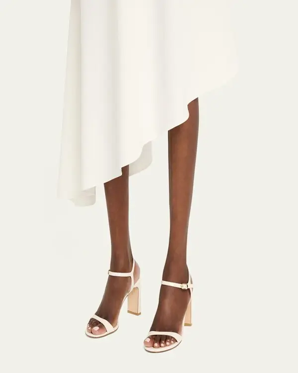STUART WEITZMAN Babette Patent Leather Ankle-strap Sandals - Cream