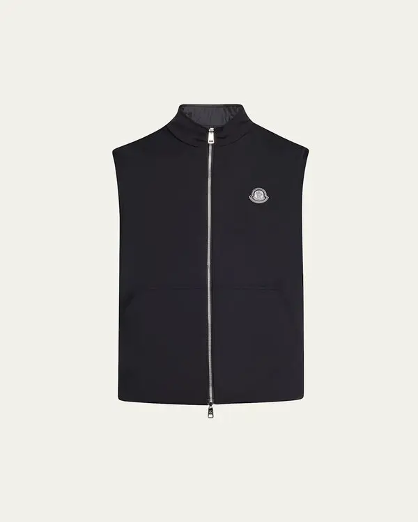 Moncler Full-zip Vest With Leather Emblem