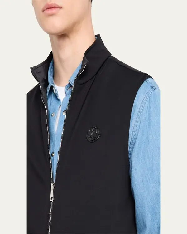 Moncler Full-zip Vest With Leather Emblem