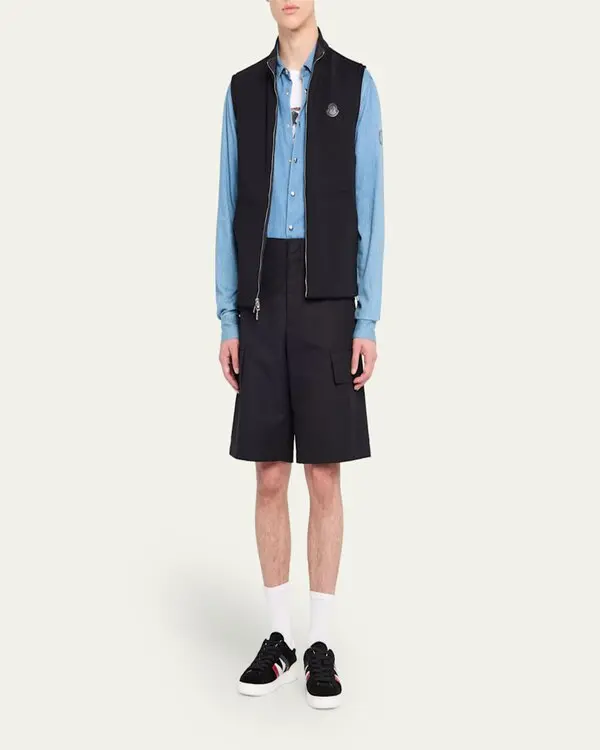 Moncler Full-zip Vest With Leather Emblem