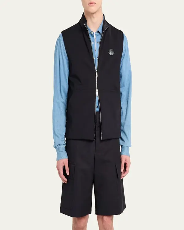 Moncler Full-zip Vest With Leather Emblem