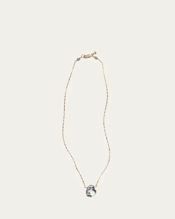 PRESLEY OLDHAM Flake Chain Necklace With Pearl Pendant - Gold