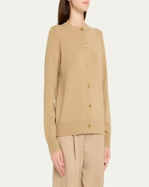 Burberry Cashmere Crewneck Cardigan - Flax