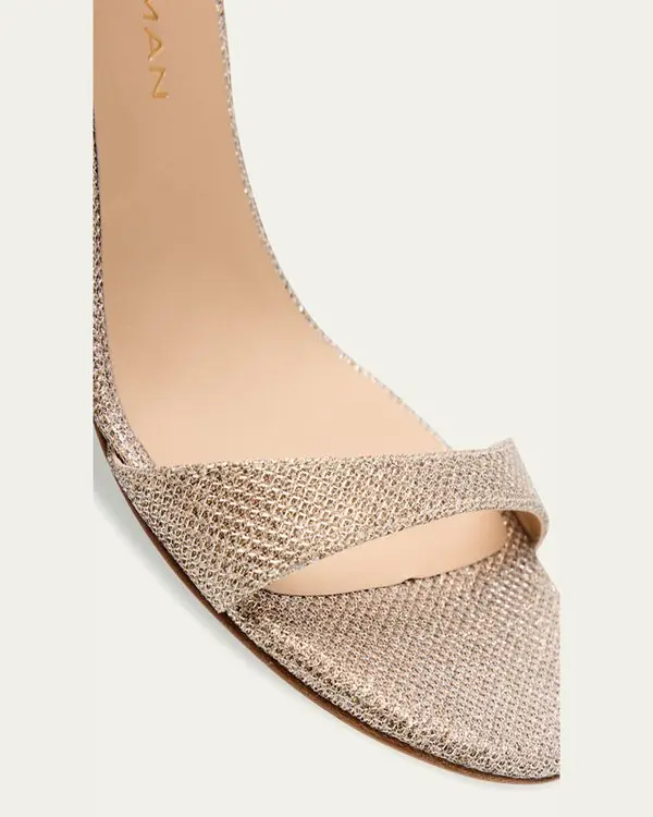 STUART WEITZMAN Babette Metallic Ankle-strap Sandals - Beige