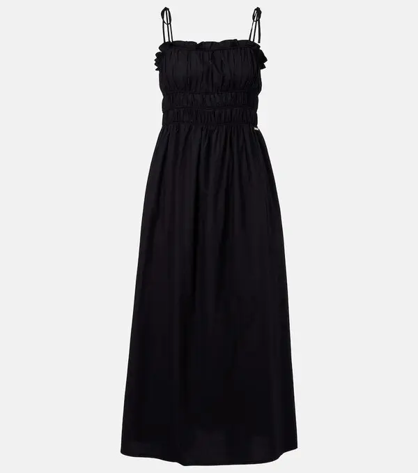 Melissa Odabash Ophelia Smocked Cotton Midi Dress - Black