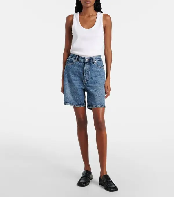 FRAME High-rise Denim Shorts - Blue