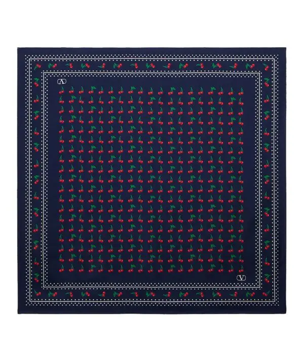 Valentino Garavani Cherryfic Silk Scarf - Blue