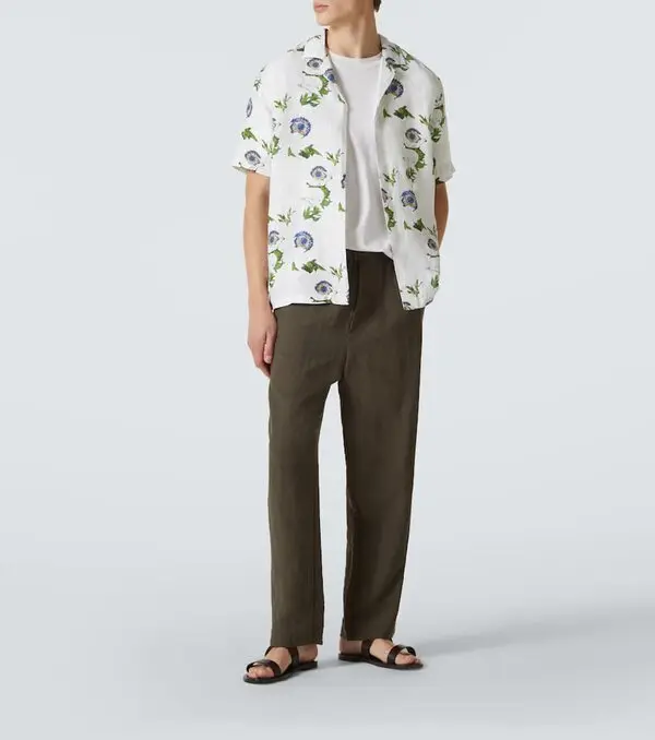 Orlebar Brown Maitan Floral Linen Bowling Shirt