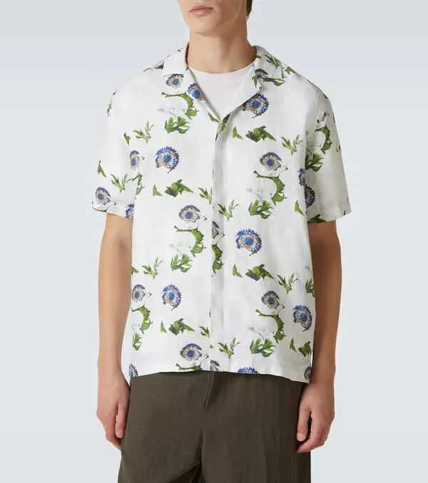Orlebar Brown Maitan Floral Linen Bowling Shirt