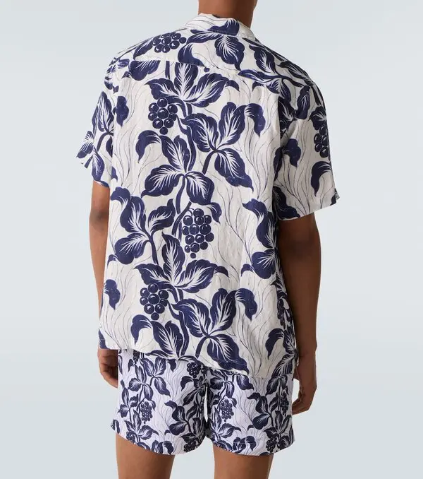 Orlebar Brown Maitan Floral Linen Bowling Shirt - White