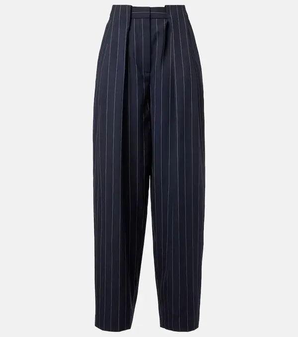 Stella McCartney Pinstripe Wool Tapered Trousers - Blue
