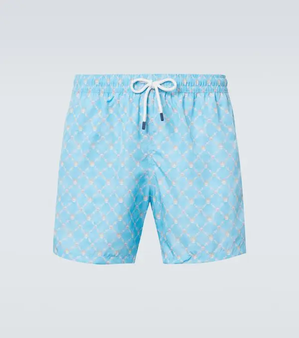 Fedeli Madeira Printed Swim Trunks - Blue