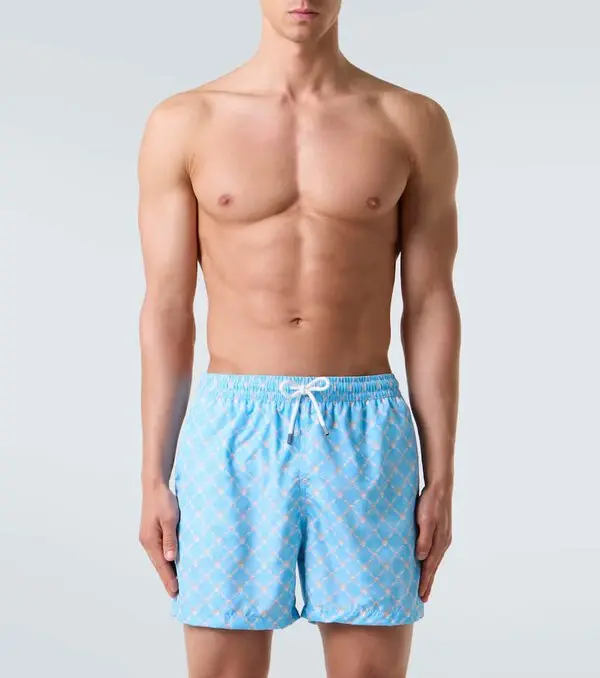 Fedeli Madeira Printed Swim Trunks - Blue
