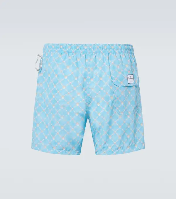 Fedeli Madeira Printed Swim Trunks - Blue