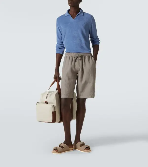 Fedeli Vico Linen Bermuda Shorts - Brown