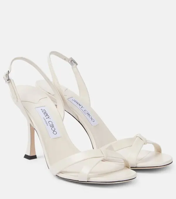 JIMMY CHOO Elsy 90 Leather Sandals - White