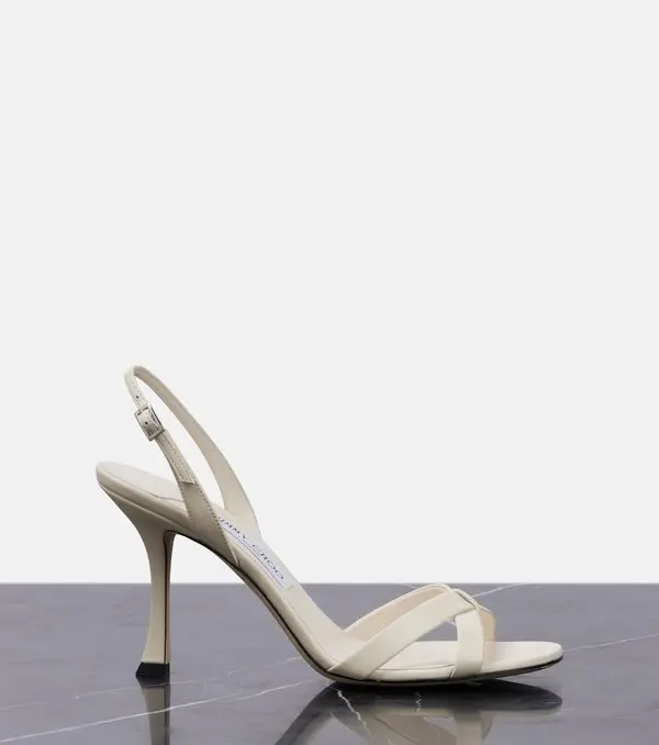 JIMMY CHOO Elsy 90 Leather Sandals - White
