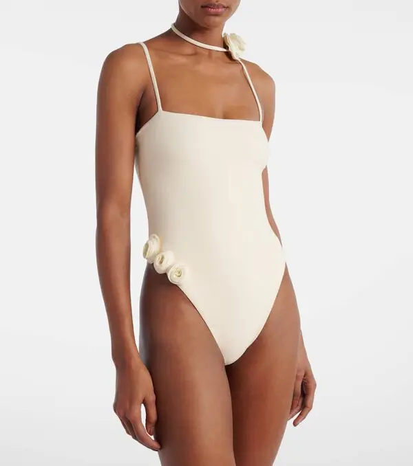 SAME Rose Choker Asymmetrical One-piece Swimsuit