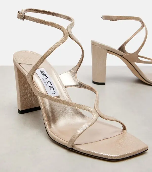 JIMMY CHOO Azie 85 Metallic Leather Sandals