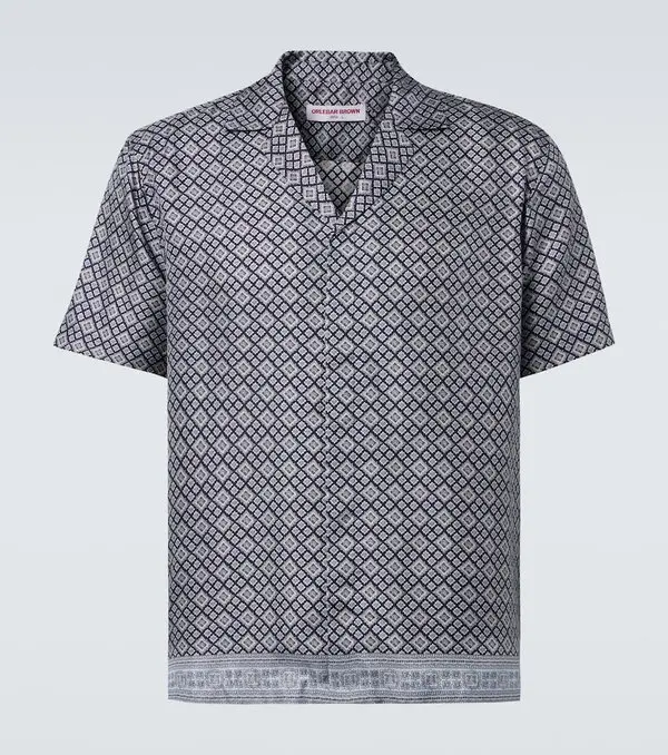 Orlebar Brown Maitan Printed Silk Blowing Shirt - Blue