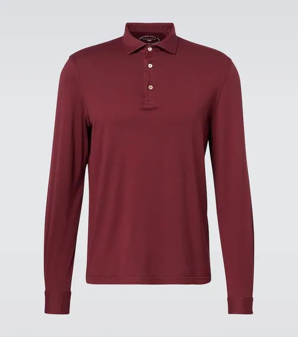 Fedeli Zero Cotton Jersey Polo Shirt - Burgundy