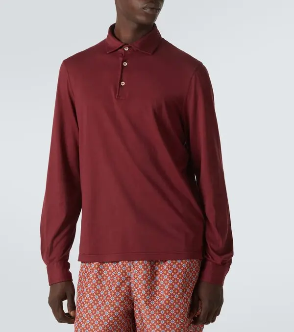 Fedeli Zero Cotton Jersey Polo Shirt - Burgundy