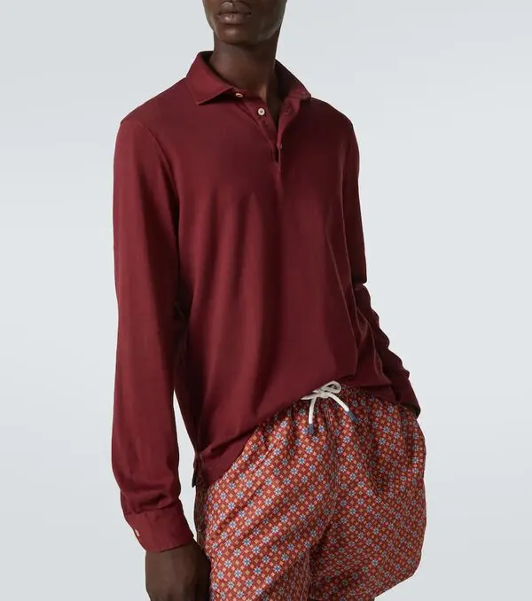 Fedeli Zero Cotton Jersey Polo Shirt - Burgundy