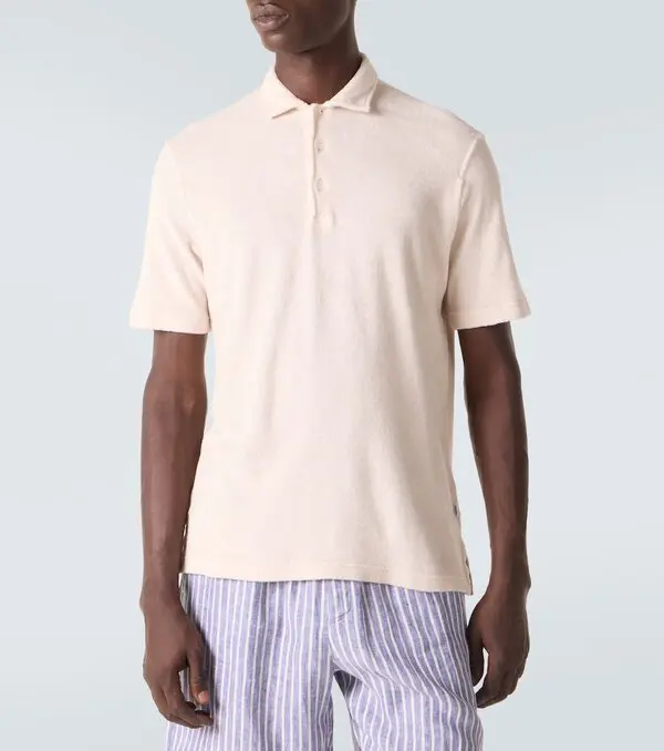 Fedeli Mondial Cotton Terry Polo Shirt - Beige