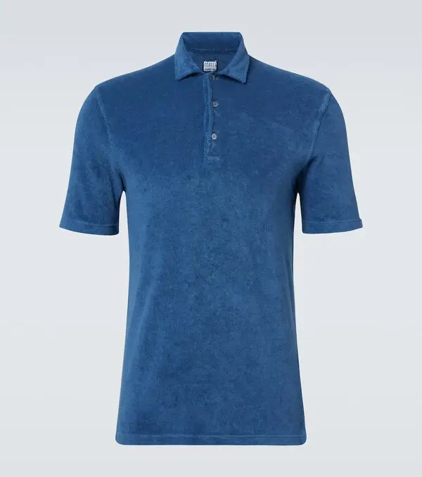 Fedeli Mondial Cotton Terry Polo Shirt - Blue
