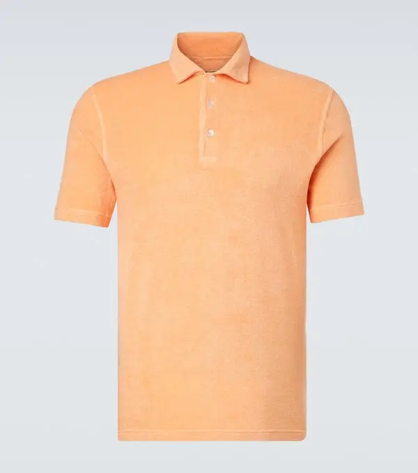 Fedeli Mondial Cotton Terry Polo Shirt - Orange