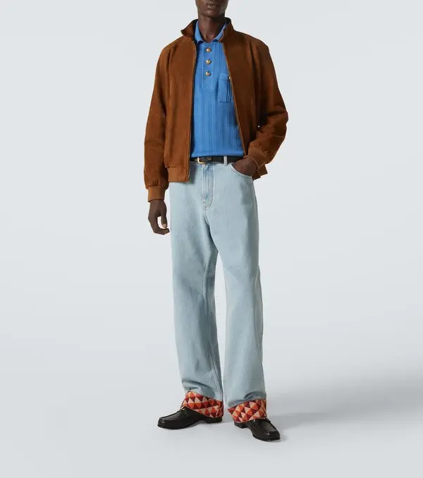 Valentino Garavani Ribbed-knit Cotton Polo Sweater - Blue